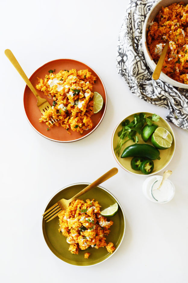 Spicy Spanish Rice with Lime Crema | Oleander + Palm
