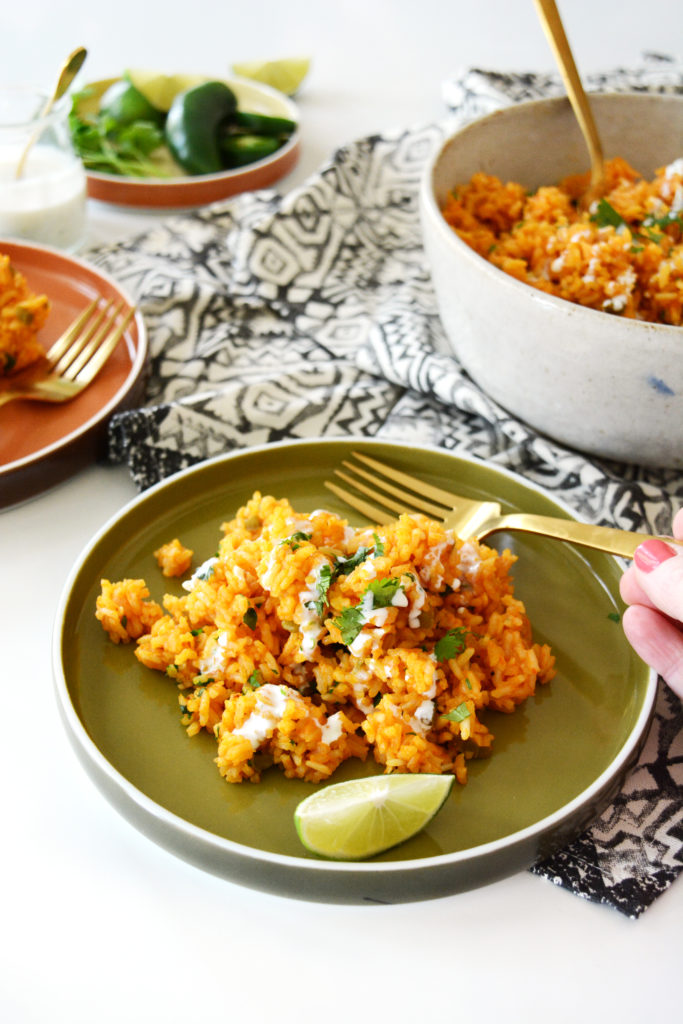 Spicy Spanish Rice with Lime Crema | Oleander + Palm