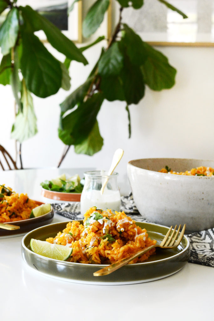 Spicy Spanish Rice with Lime Crema | Oleander + Palm